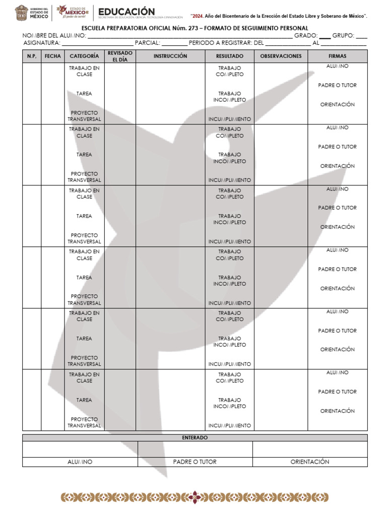 Formato de Seguimiento Personal 273 | PDF