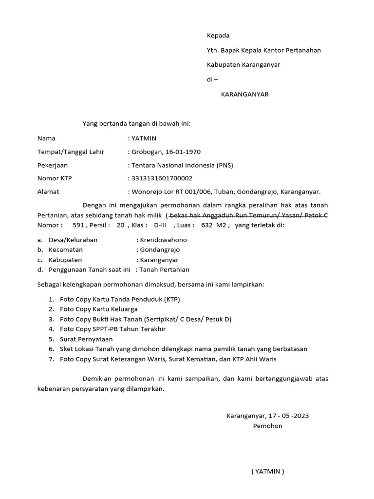 Permohonan IPH-1 | PDF