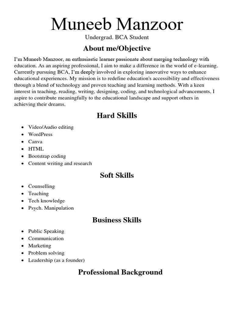 Resume - Muneeb Manzoor | PDF | Educational Technology | Learning