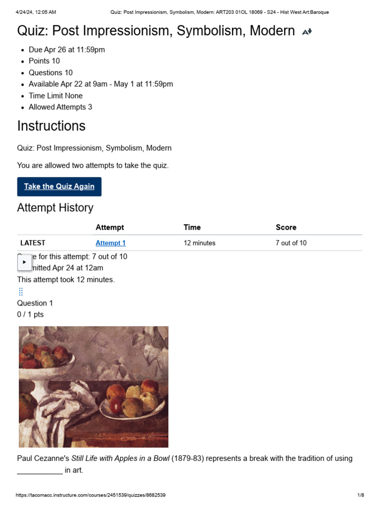 Quiz 3 Post Impressionism, Symbolism, Modern | PDF | Modernism | Art ...
