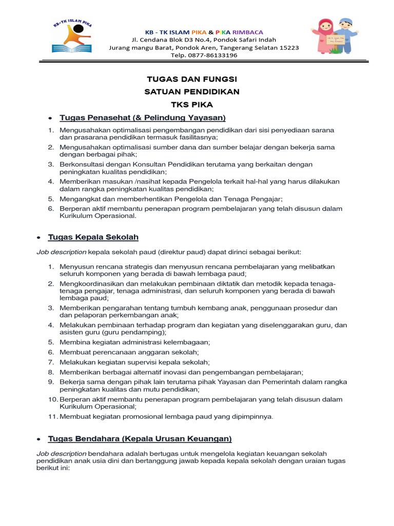 Tupoksi Organisasi Tks Pika | PDF | Kesehatan Holistik