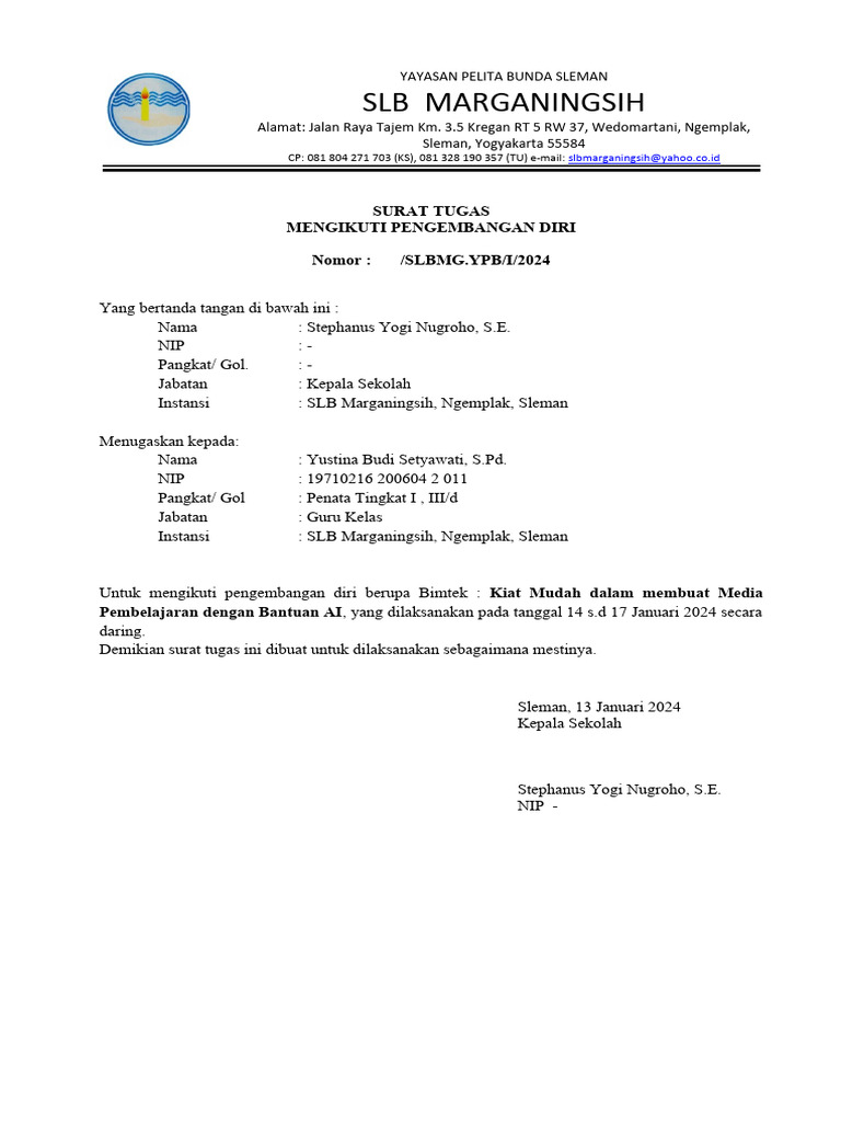 Surat Tugas Yus | PDF