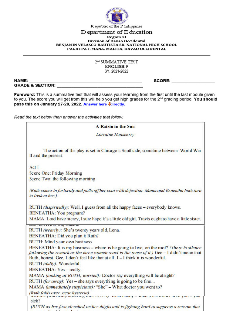 2nd Summative Test Eng9 Pdf Cognitive Science Behavior Modification