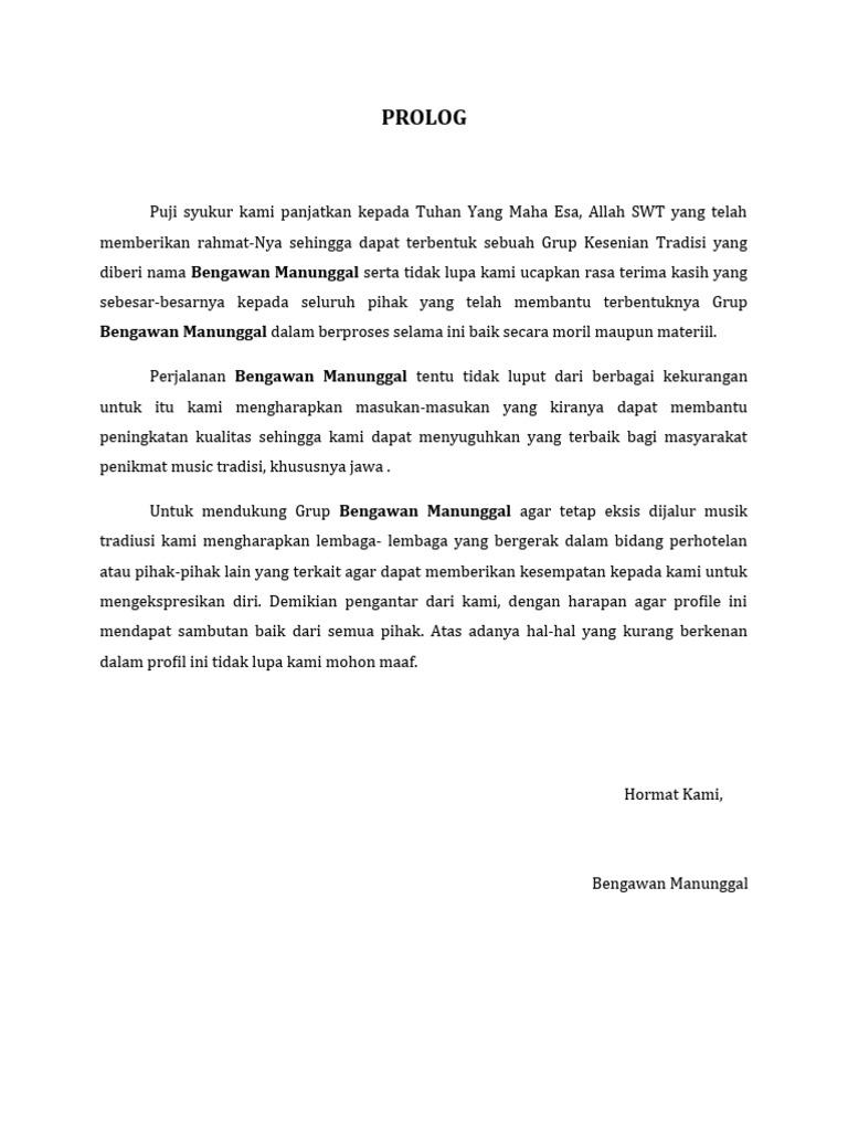 Contoh Proposal Pengajuan Band Di Cafe | PDF