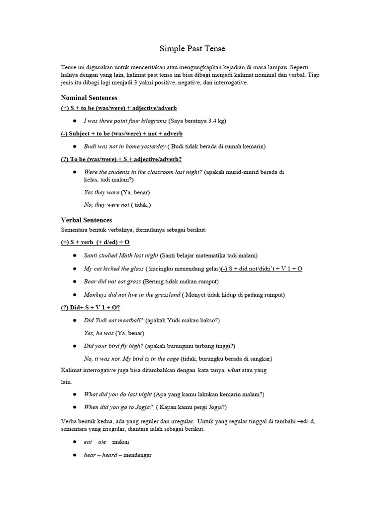 Struktur dan Penggunaan Simple Past Tense | PDF