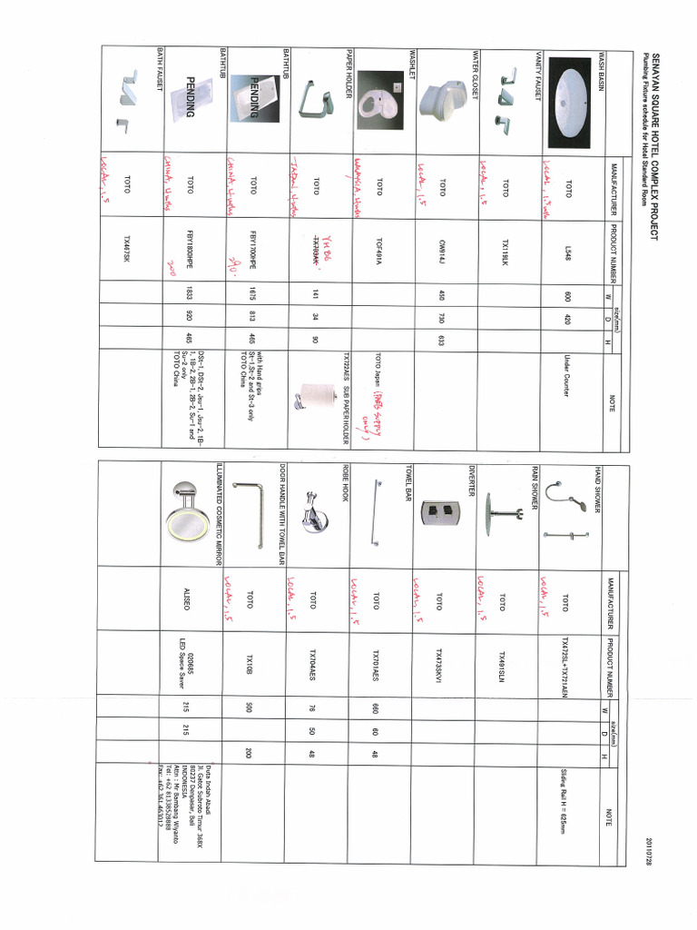 Attachment 2-Plumbing Fixture Schedule For Hotel Standard Room (15aug11 ...