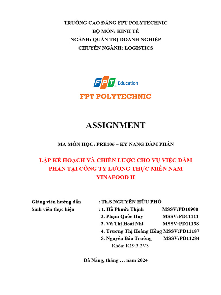 PRE106 Bao Cao Assignment Nhom4 | PDF