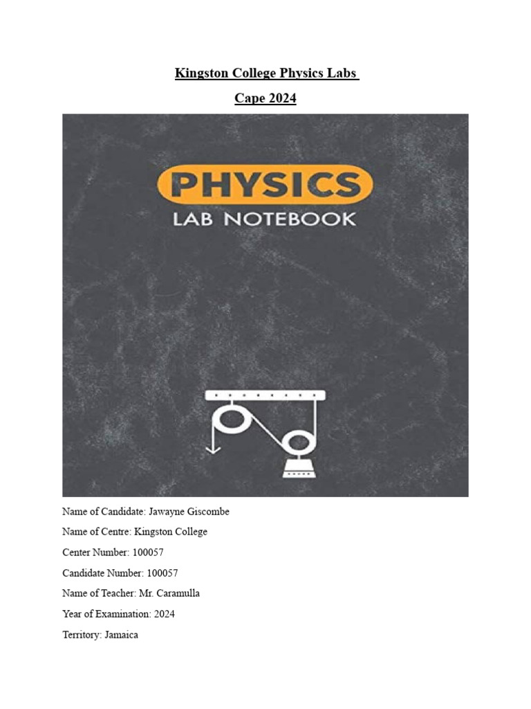 Jawayne Giscombe Kingston College Physics Labs | PDF | Heat | Heat Capacity