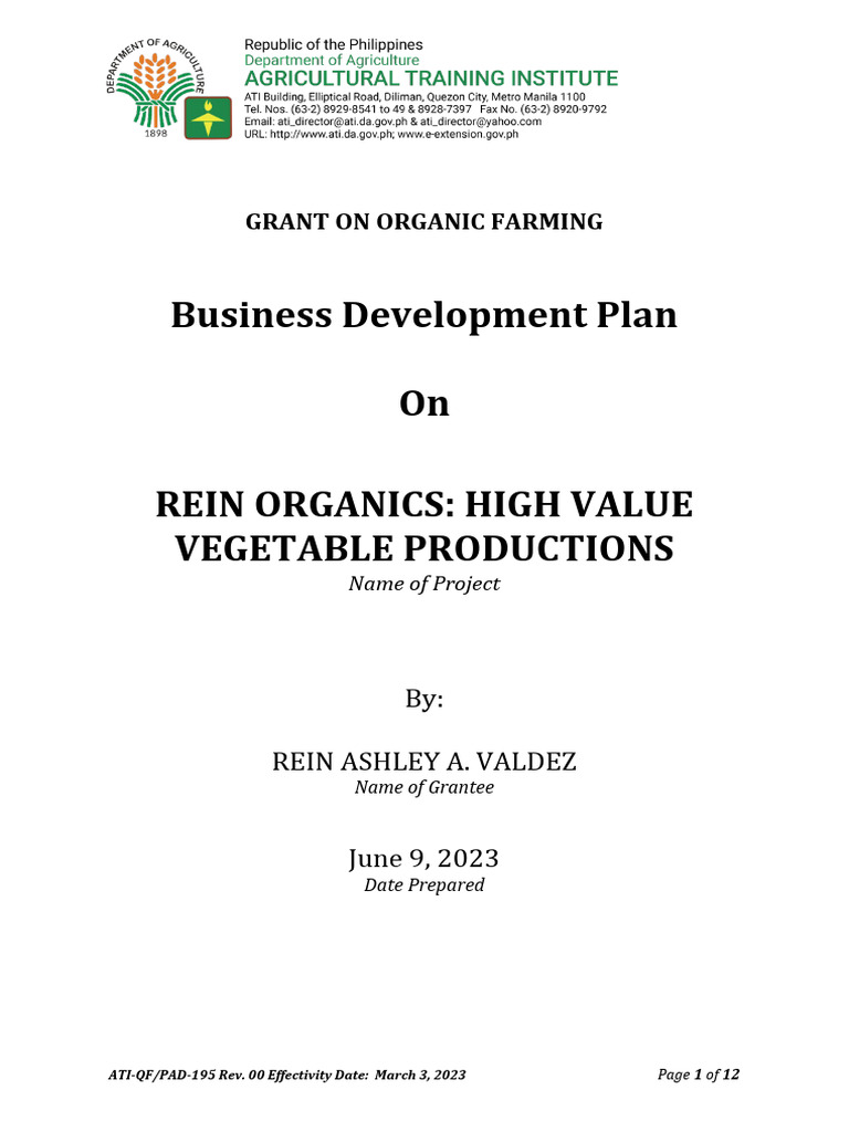Sample BDP | Download Free PDF | Organic Farming | Agriculture