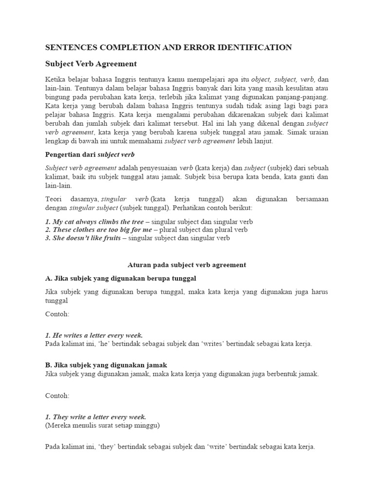 Sentences Completion and Error Identification | PDF