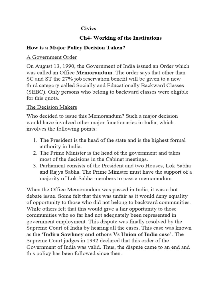 Civics CH 4 Working of Institutions | PDF | Supreme Courts | Judiciaries