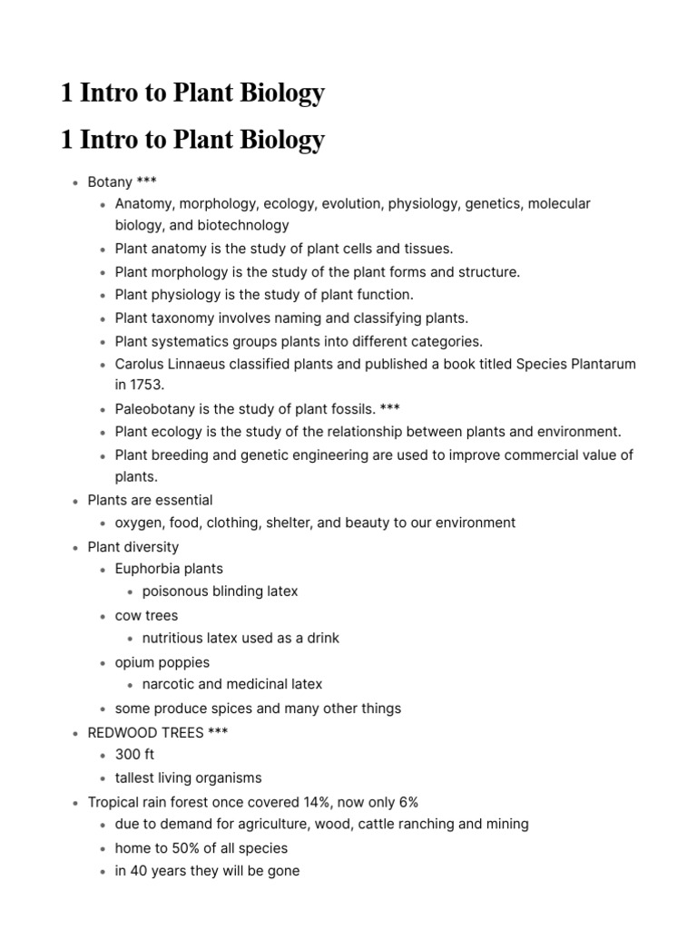 Overview of Plant Biology and Ecology | PDF | Science & Mathematics