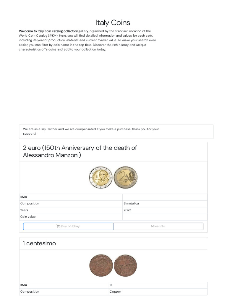 ITALY COINS VALUE Updated 2024 | PDF | Italian Lira | Coins