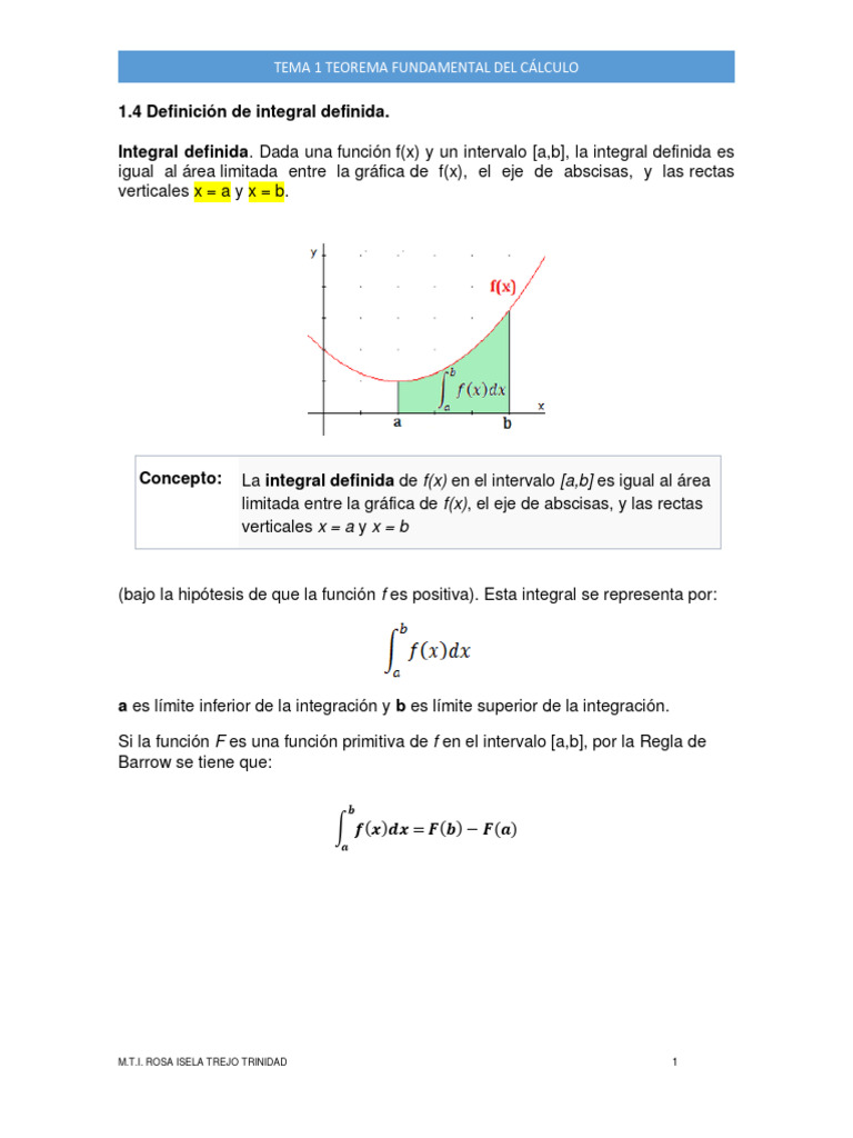 Integral Definida y Teorema Fundamental | PDF | Integral | Análisis