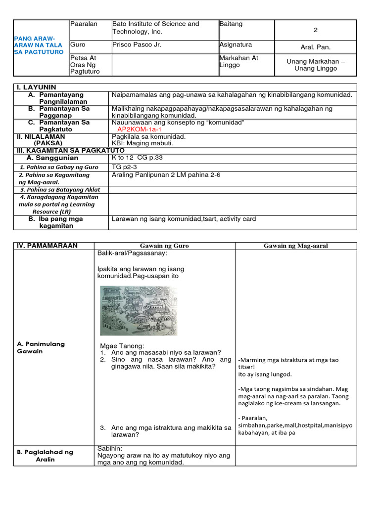 Sample DLP For SSC 2 | PDF