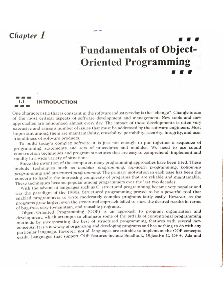 Unit 1 OOP Chapter 1 | PDF