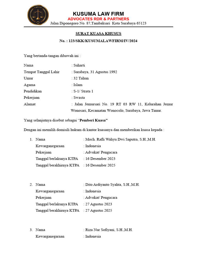 Surat Kuasa HAPA 2 | PDF