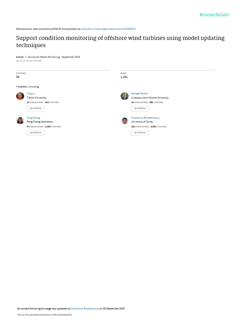 2019 SHM OWT Model Updating Techniques | PDF | Fatigue (Material) | Mathematical Optimization