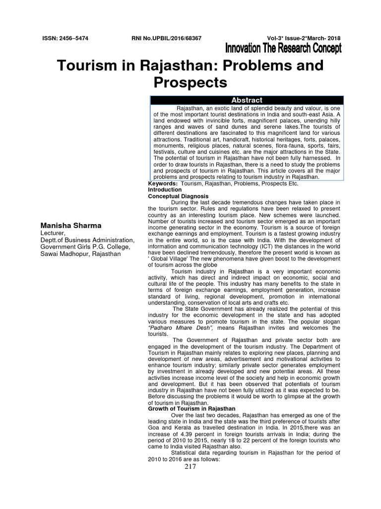 Problems of Tourism in Rajasthan | PDF | Tourism | Taxes