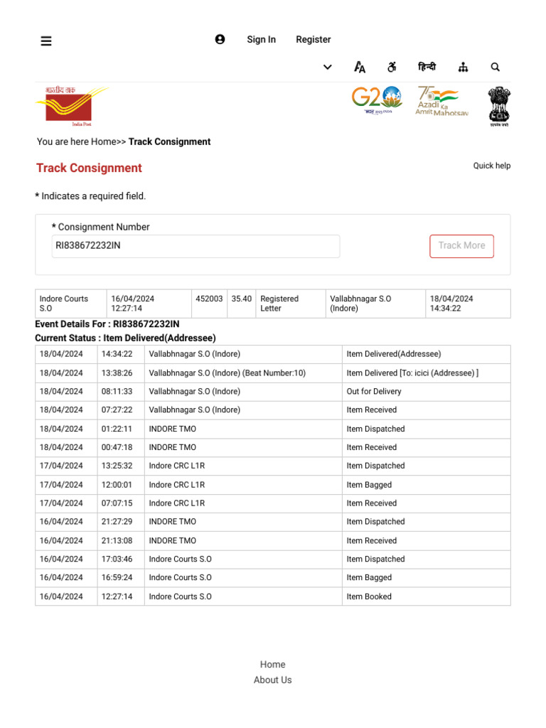 Track Consignment: Sign in Register | PDF