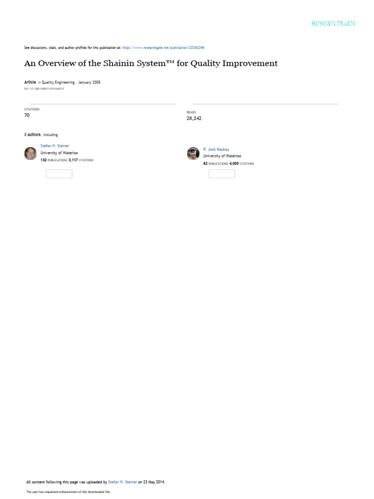 An Overview of The Shainin System™ For Quality Improvement - 2008 - 15 ...