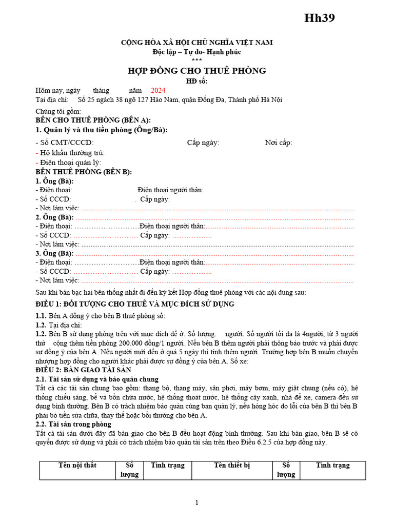 HD Thuê Phòng | PDF