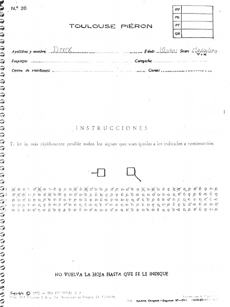Test de Toulouse - Piéron (Resuelto) | PDF