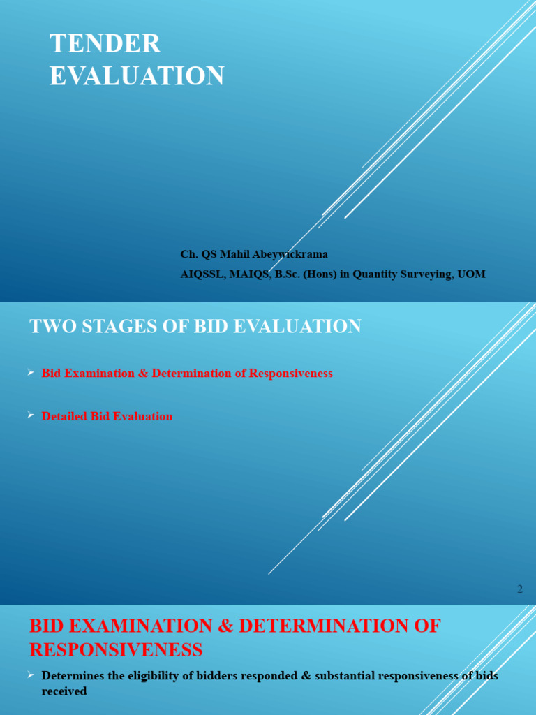08 Tender Evaluation | PDF | Negotiation | Prices