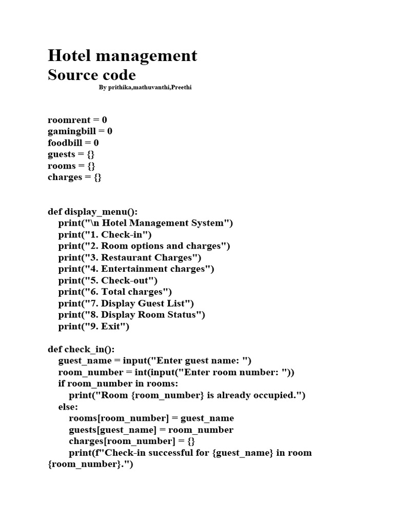 SOURCE CODE | PDF | Hotel | Hospitality Industry