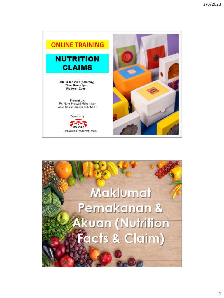 Slide Maklumat Pemakanan & Akuan For 21 Jan 2023 | PDF