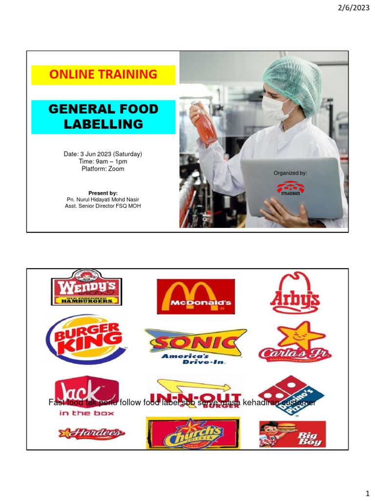 Slide General Labelling For 3 Jun 2023 | PDF | Whole Grain | Cooking
