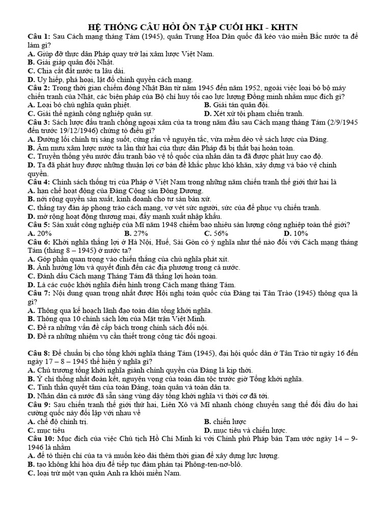 Decuong Su 12 | PDF