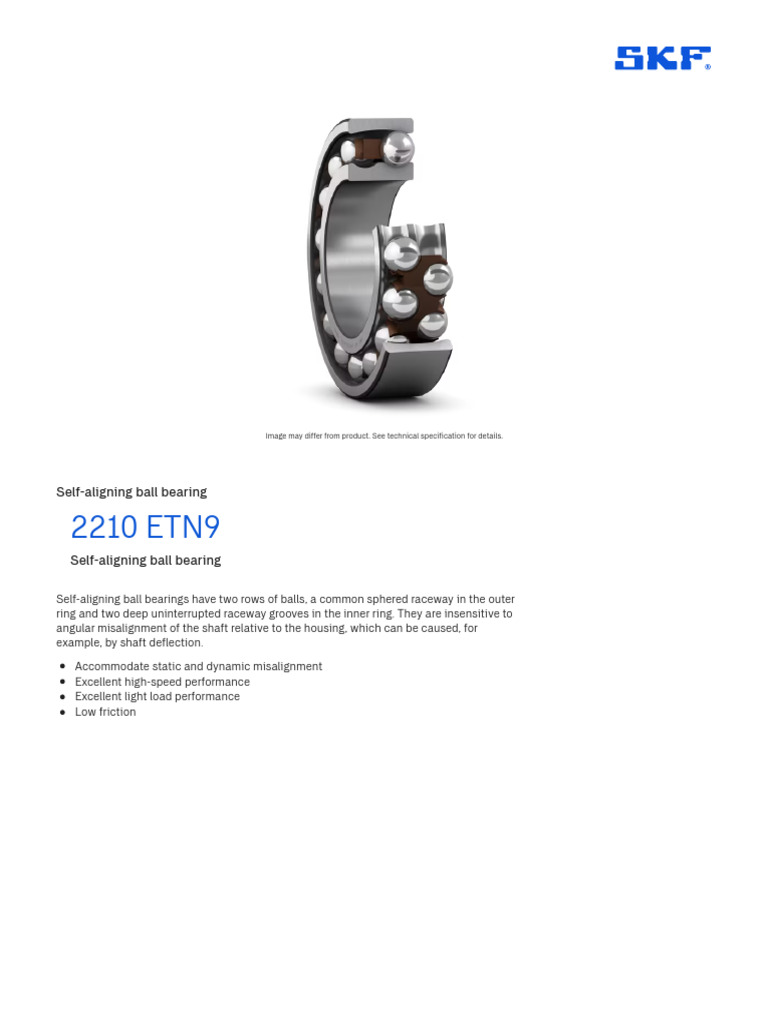 2210 ETN9 - Self-Aligning Ball Bearings - SKF | PDF | License | Bearing ...