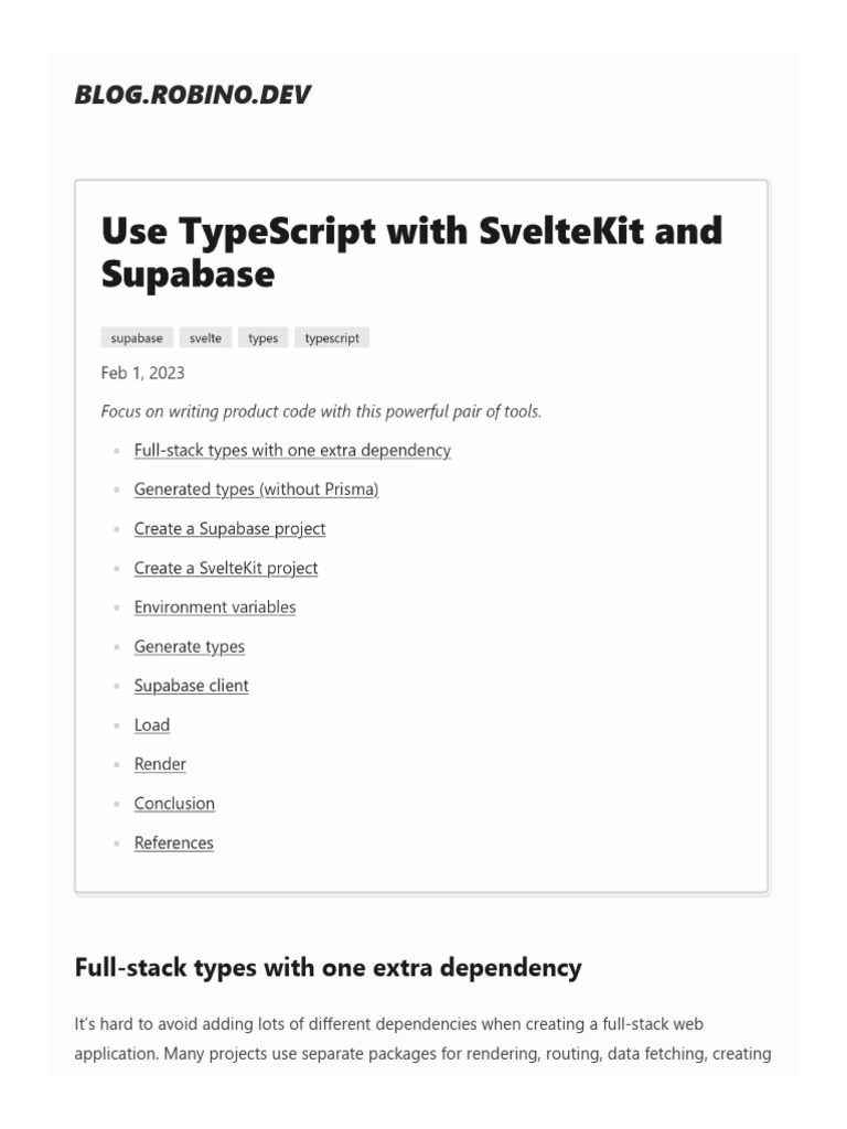 Sveltekit Supabase Typescript Without Prisma | PDF | Databases | Information Technology