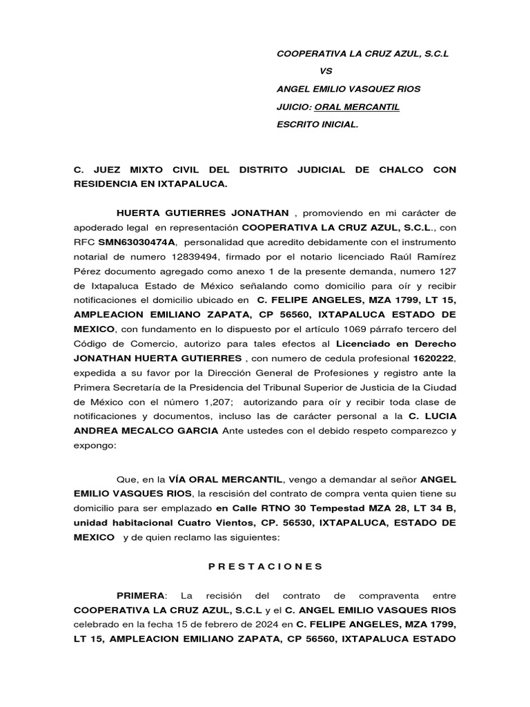 Demanda Corregida | PDF | México | Ley común