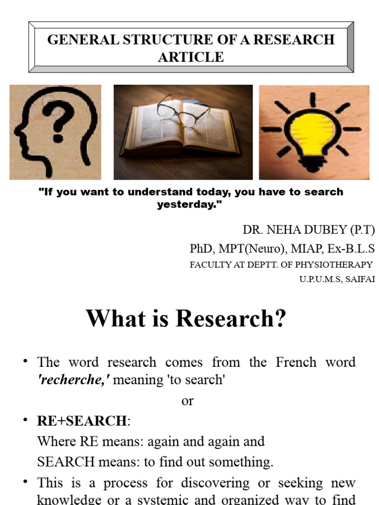 General Structure of a Research Article | PDF | Statistical Hypothesis ...