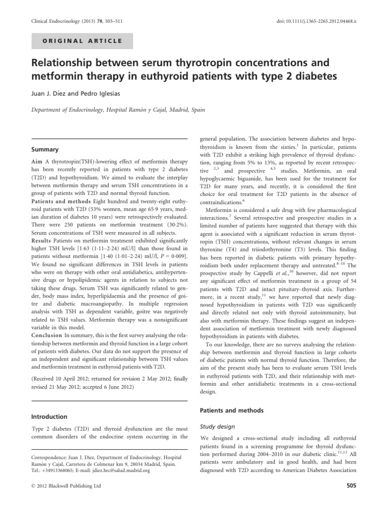 Relationship Between Serum Thyrotropin C | PDF | Thyroid Stimulating ...
