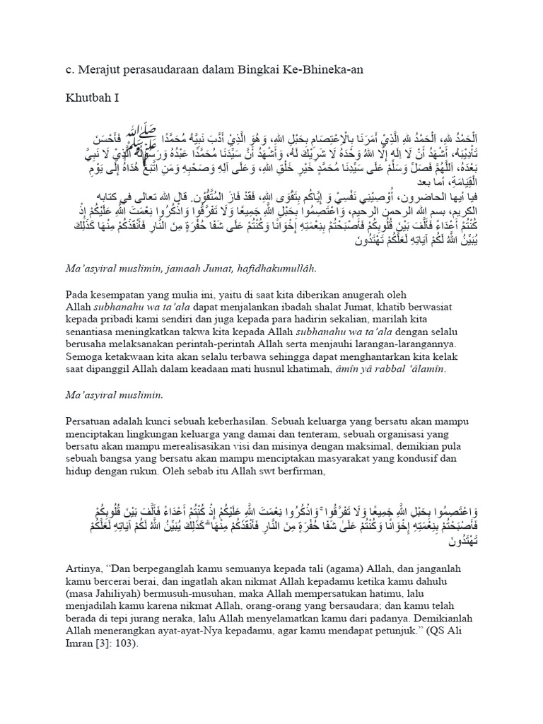 C. Merajut Persaudaraan Dalam Ke-Bhineka-An | PDF