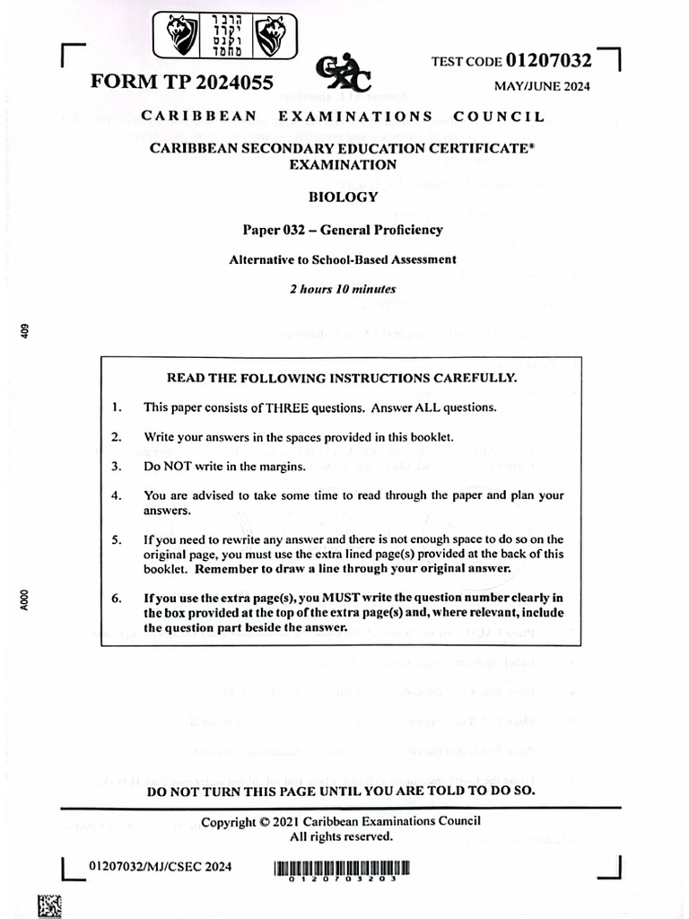 Biology Paper 3 May 2024 Solutions | PDF