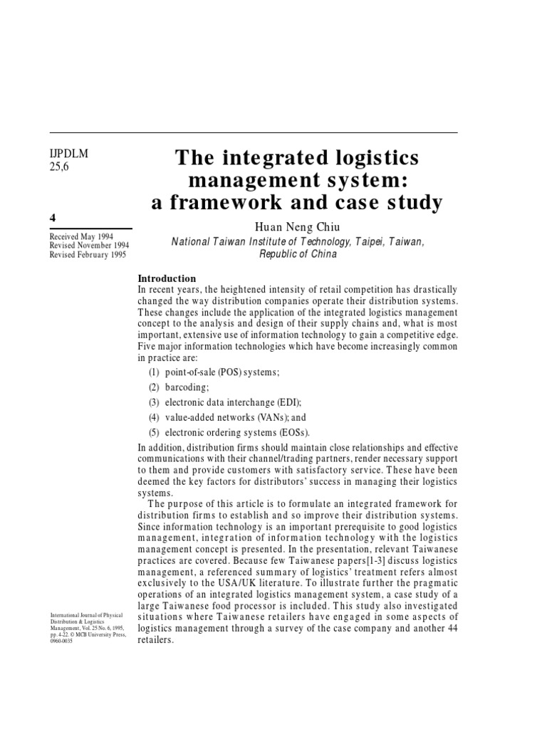 The Integrated Logistics Management System CASE STUDY | PDF ...