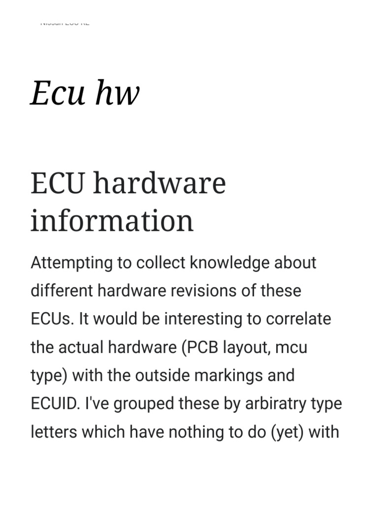 Ecu hw - Nissan ECU RE | PDF | Microcontroller | Computer Engineering