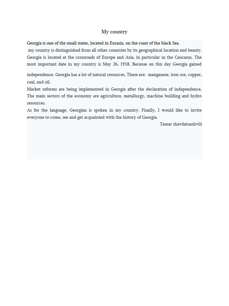 Georgia: Geography, Resources, and Economy | PDF