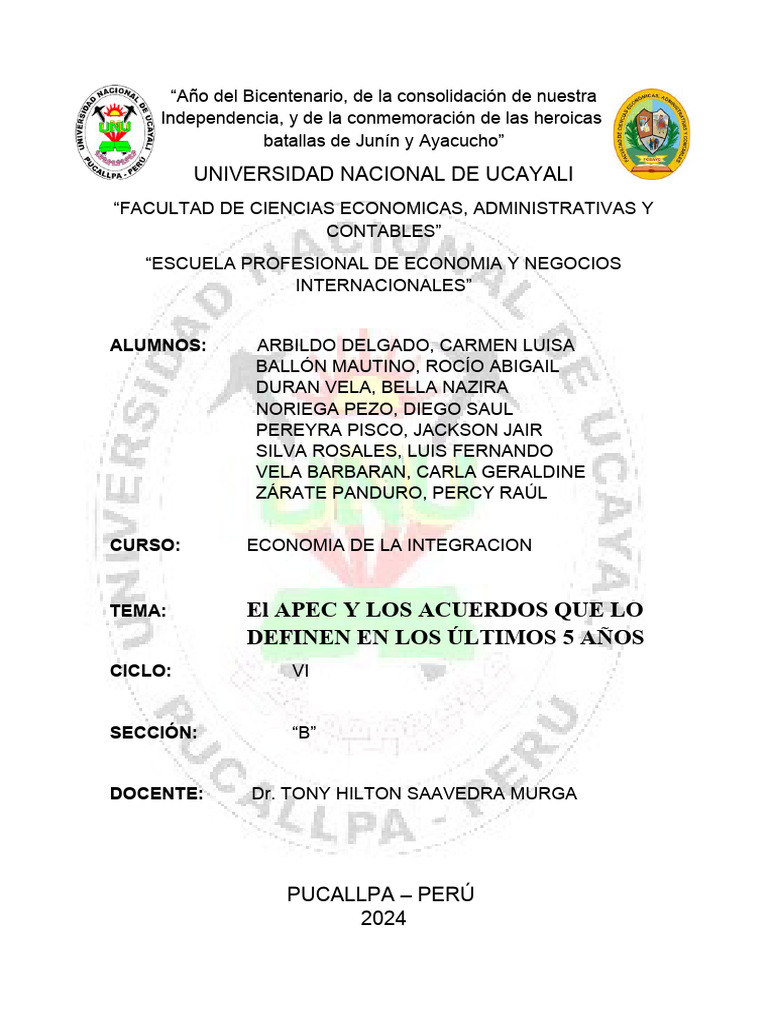 El Apec y Los Acuerdos Que Lo Definen en Los Ultimos 5 Años | PDF ...