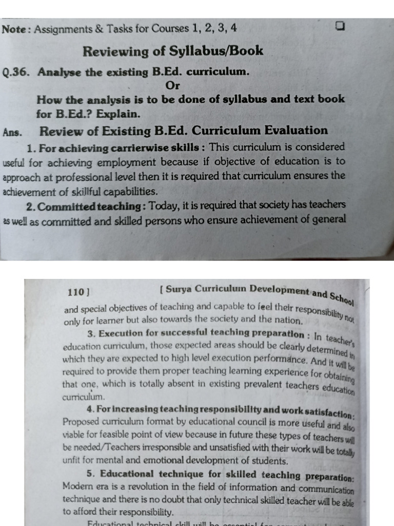 B. Ed. Curriculum | PDF