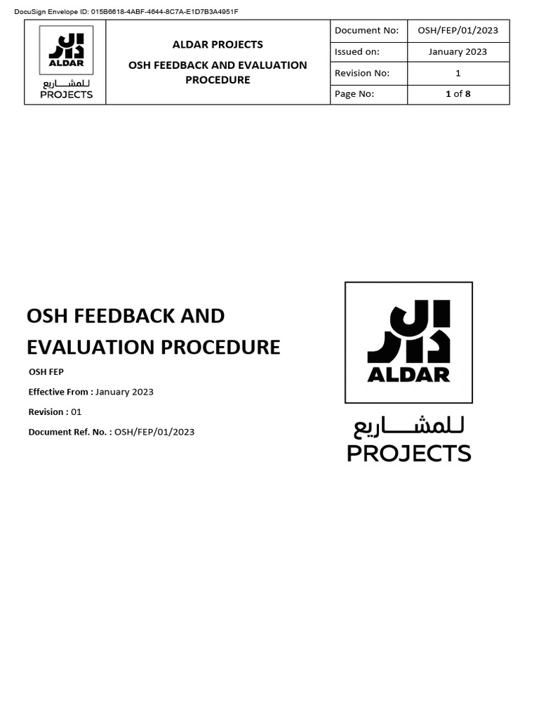 ALDAR PROJECTS - OSH Feedback and Evaluation Procedure - Rev. 01 | PDF ...