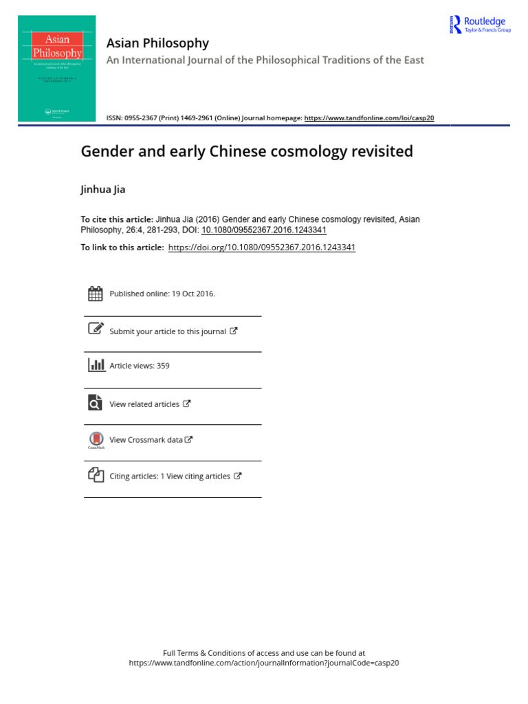 Gender and Early Chinese Cosmology Revisited | PDF | Yin And Yang