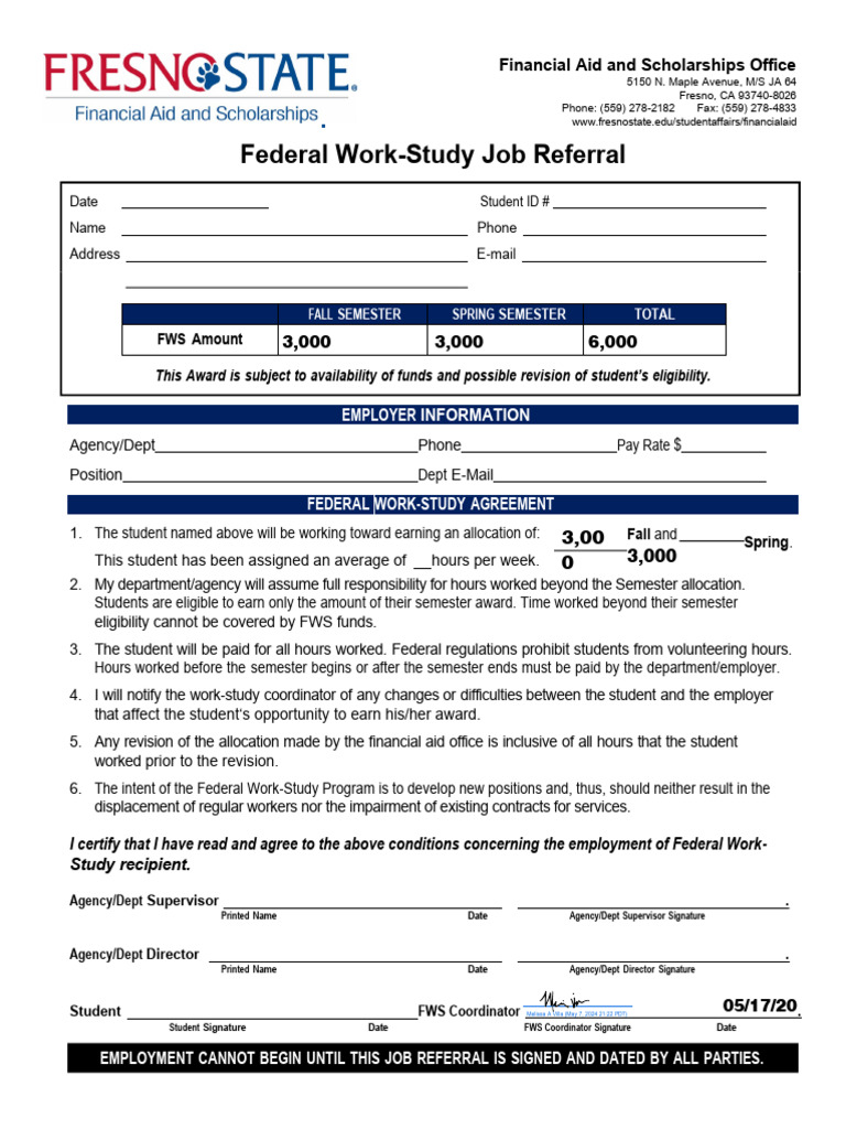 Work Study Job Referral | PDF | Employment | Economies