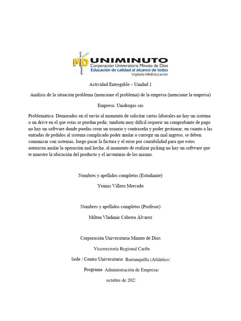 Formato Entregable Unidad IE Informatica Empresarial Unidad 1 | PDF ...
