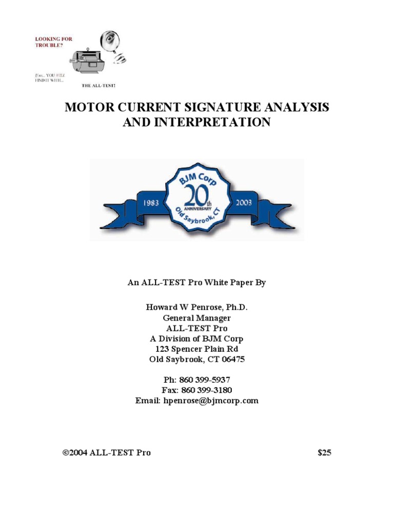 Motor Current Signature Analysis and Interpretation | PDF | Institute ...