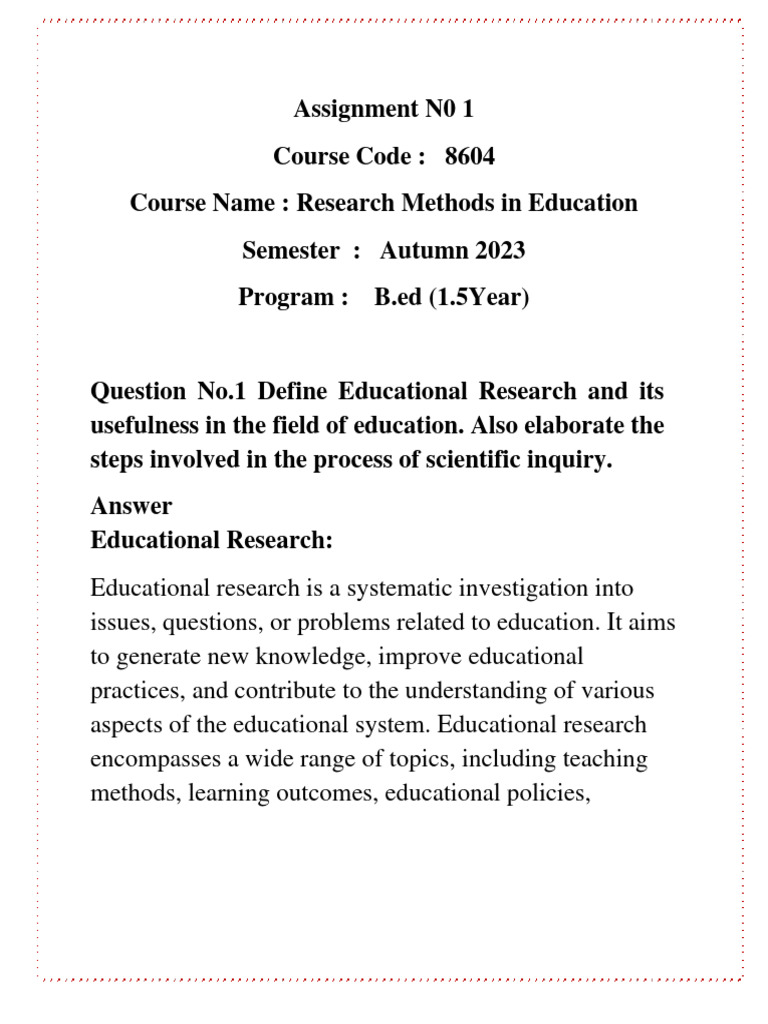 8604 Assignment 1 | PDF | Experiment | Dependent And Independent Variables 8604 Assignment 1 | PDF | Experiment | Dependent And Independent Variables
